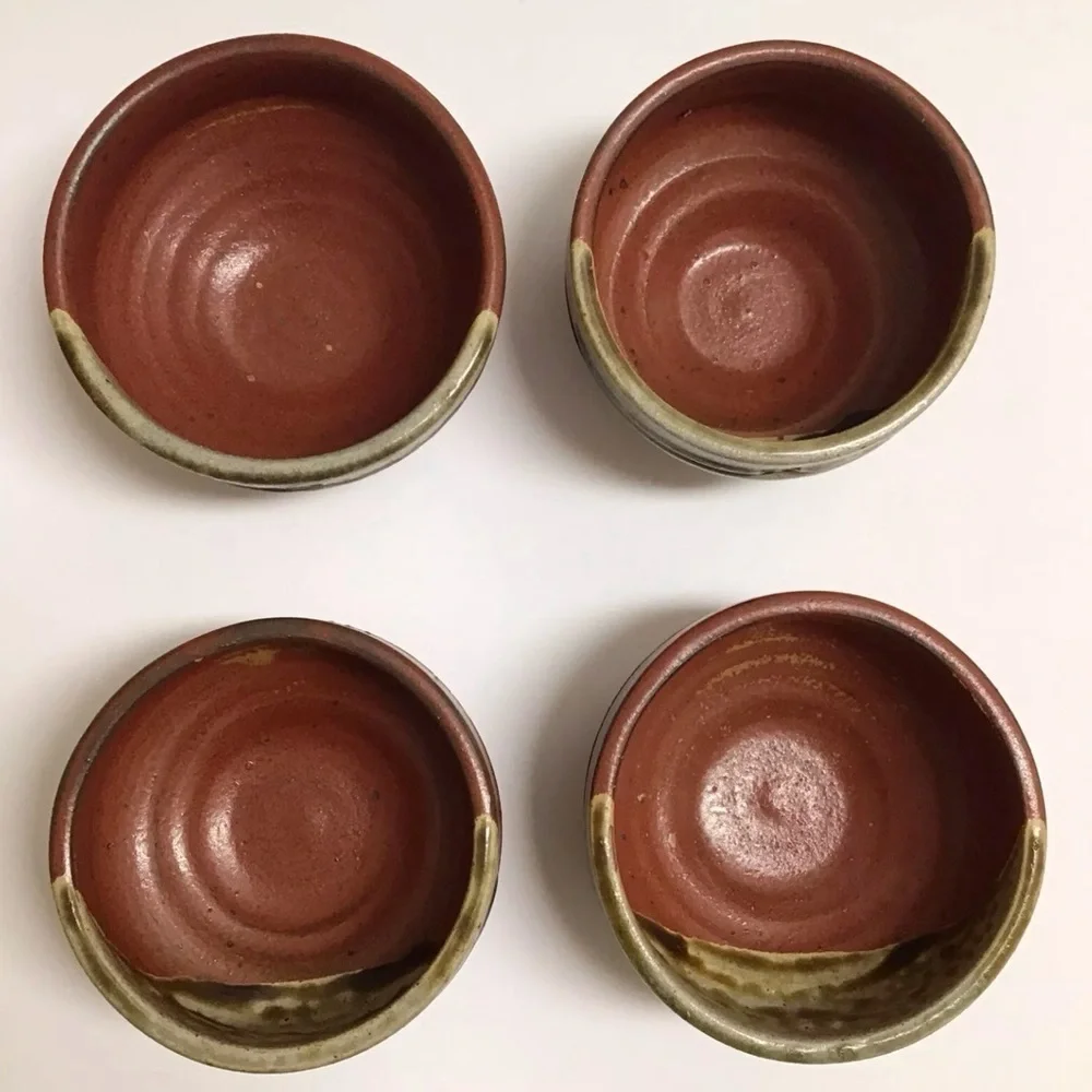 Studio Pottery | Art | Studio Art Pottery Set Of 4 Japanese Tea Bowls ...